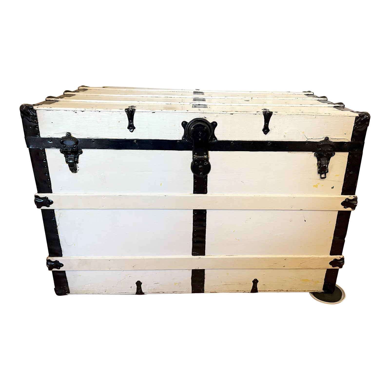 Early 1900's Antique Steamer Trunk on Casters | Chairish