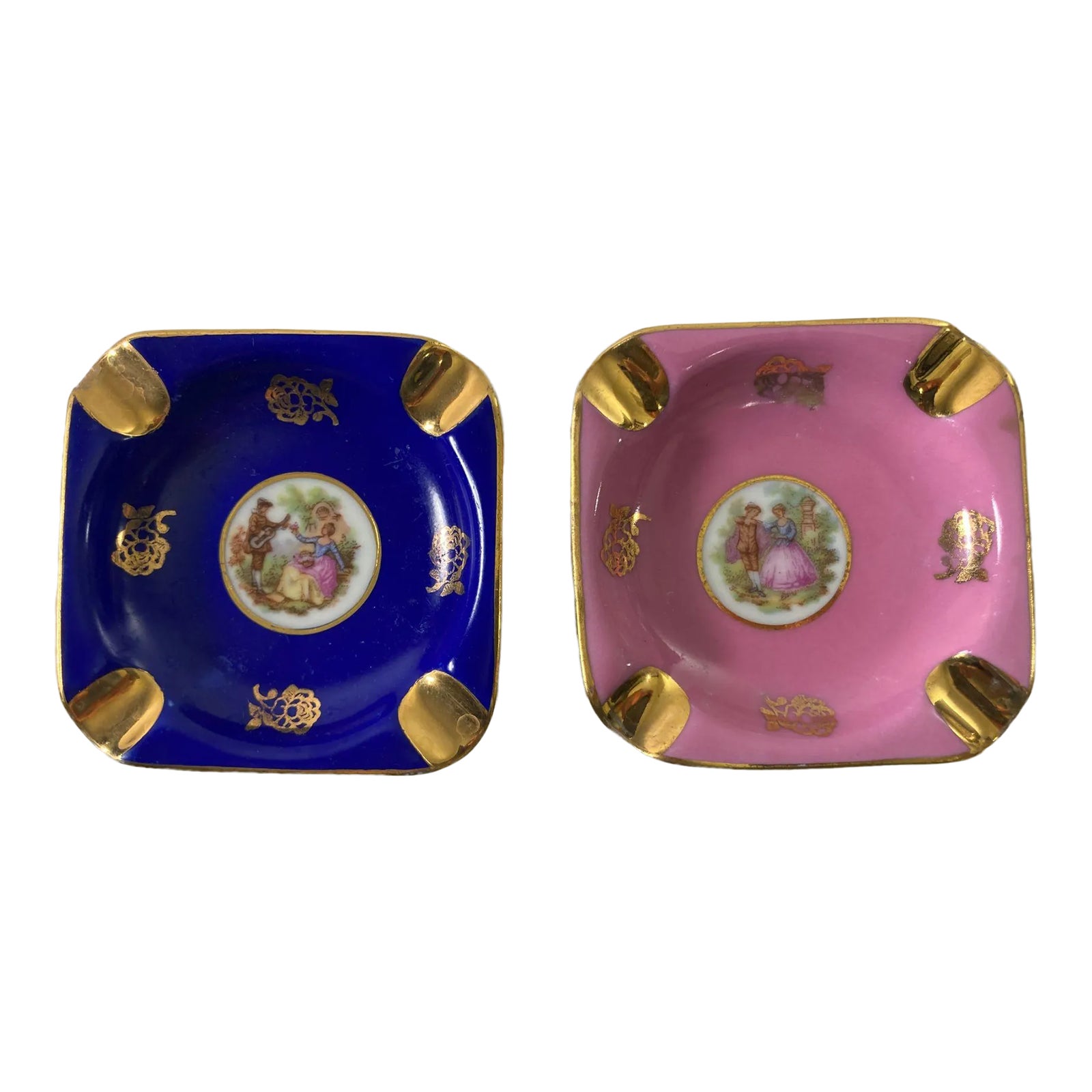 Hand-Painted Vintage Fine Porcelain Ashtrays Bavaria, Germany Set of ...