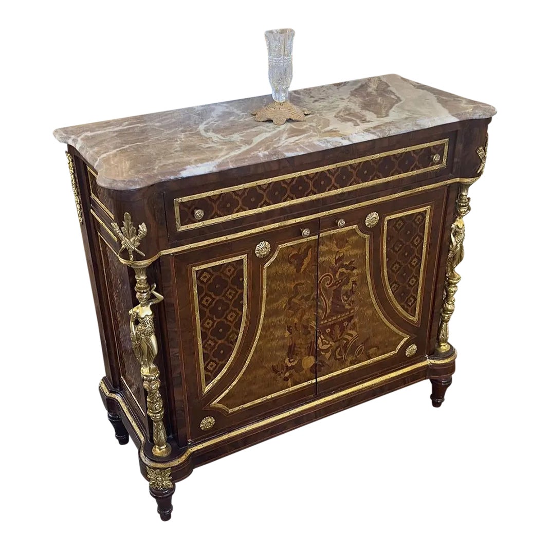 1990s French Louis XVI Style Marble Topped Copper Commode | Chairish