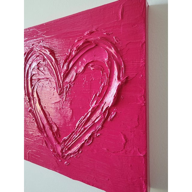 Hot Pink Abstract Heart Painting | Chairish
