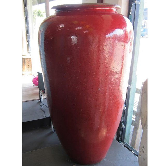 Red Ceramic Garden Urn | Chairish