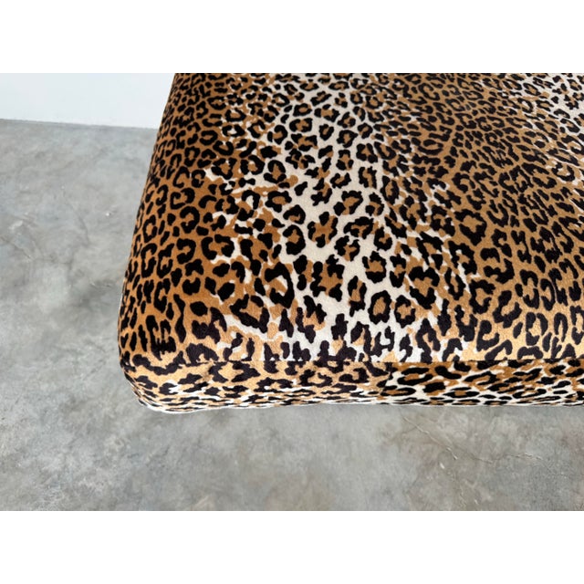 Vintage Leopard Print Ottoman on Castors | Chairish