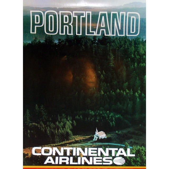 1972 Continental Airlines Portland Poster | Chairish