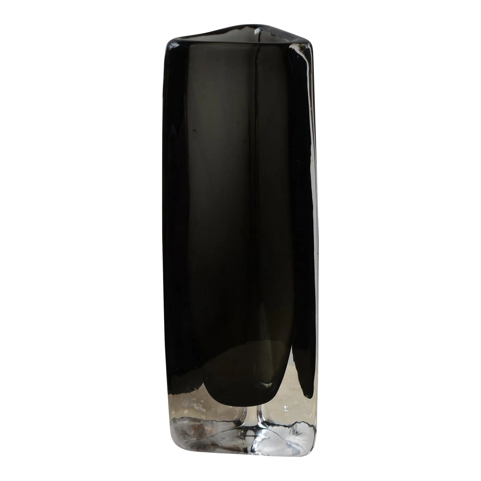 Vintage Triangular Clear + Smoke Glass Vase by Nils Landberg for ...