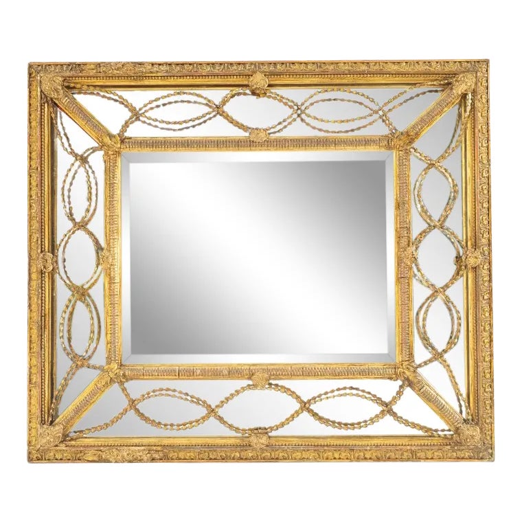 19th C. French Giltwood and Gesso Mirror | Chairish
