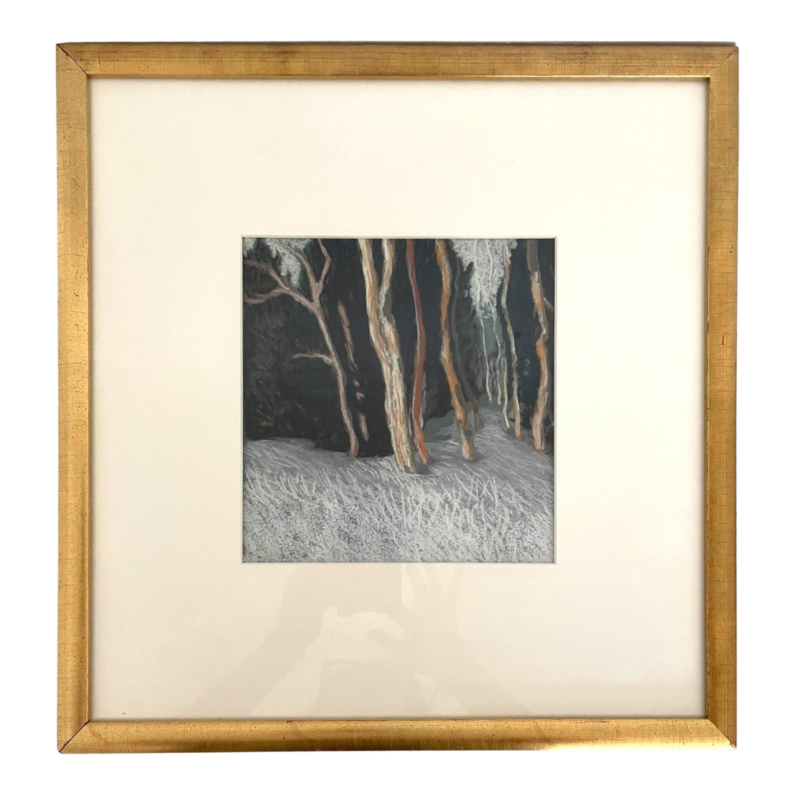 1990s “Pastel Winter Trees” Pastel Drawing by Will Klemm, Framed | Chairish
