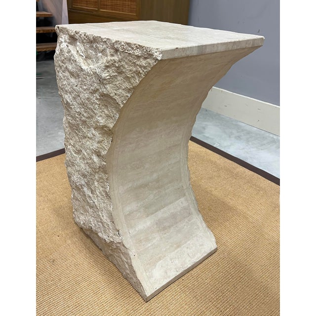 Willy Rizzo France Carved Brutalist Travertine Dining Table, Ogee ...