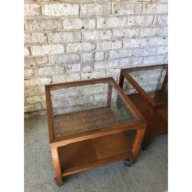 1940s Pair of Vintage Mid-Century Walnut / Glass Drexel "Et Cetera ...