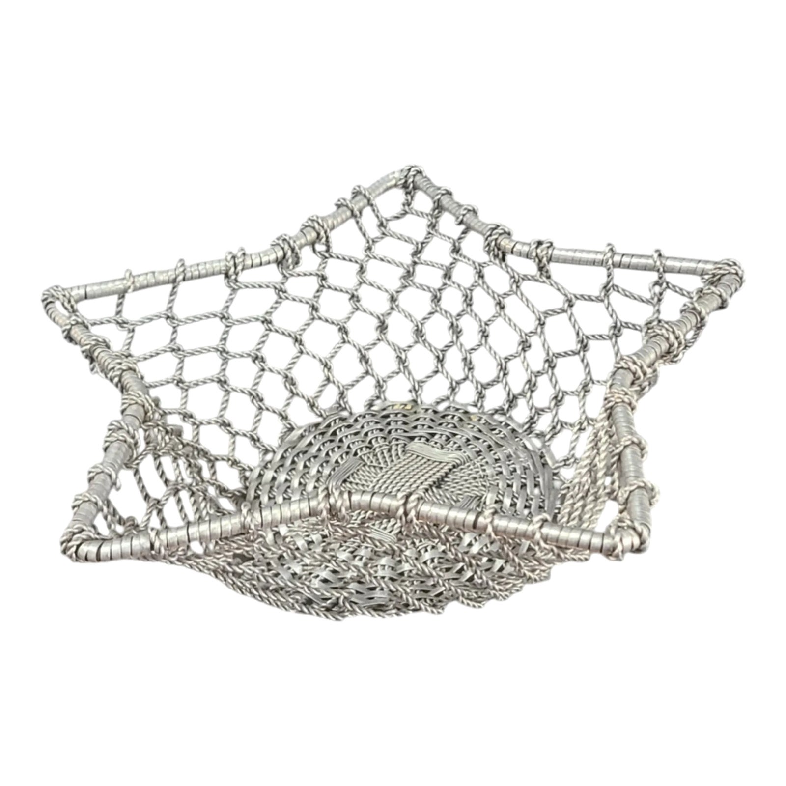 Vintage Contemporary Aluminum Star Shaped Woven Wire Basket | Chairish