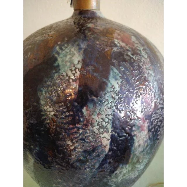 1990s Lamps of California Raku Pottery Table Lamp With Acrylic Base ...