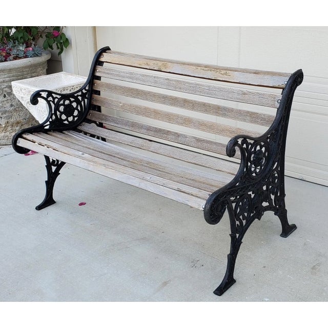 Late 19th Century Antique Victorian Garden Bench Wood and Cast Iron ...