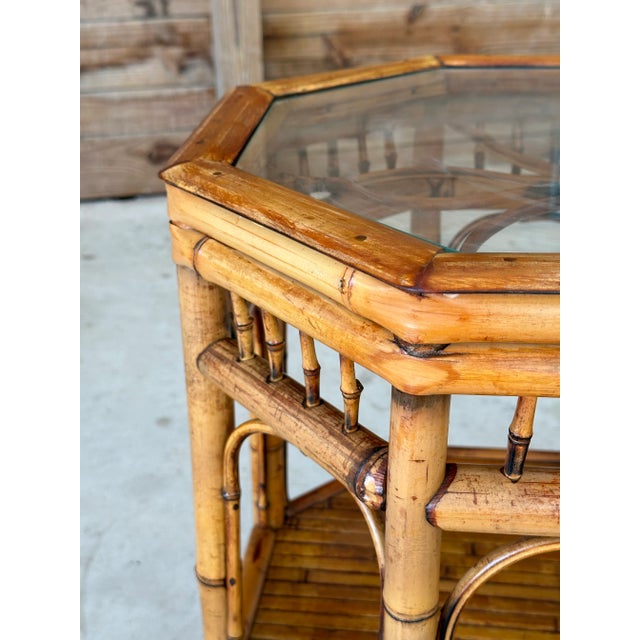 Mid-20th Century Coastal Brighton Pavillion Style Bamboo Side Table ...