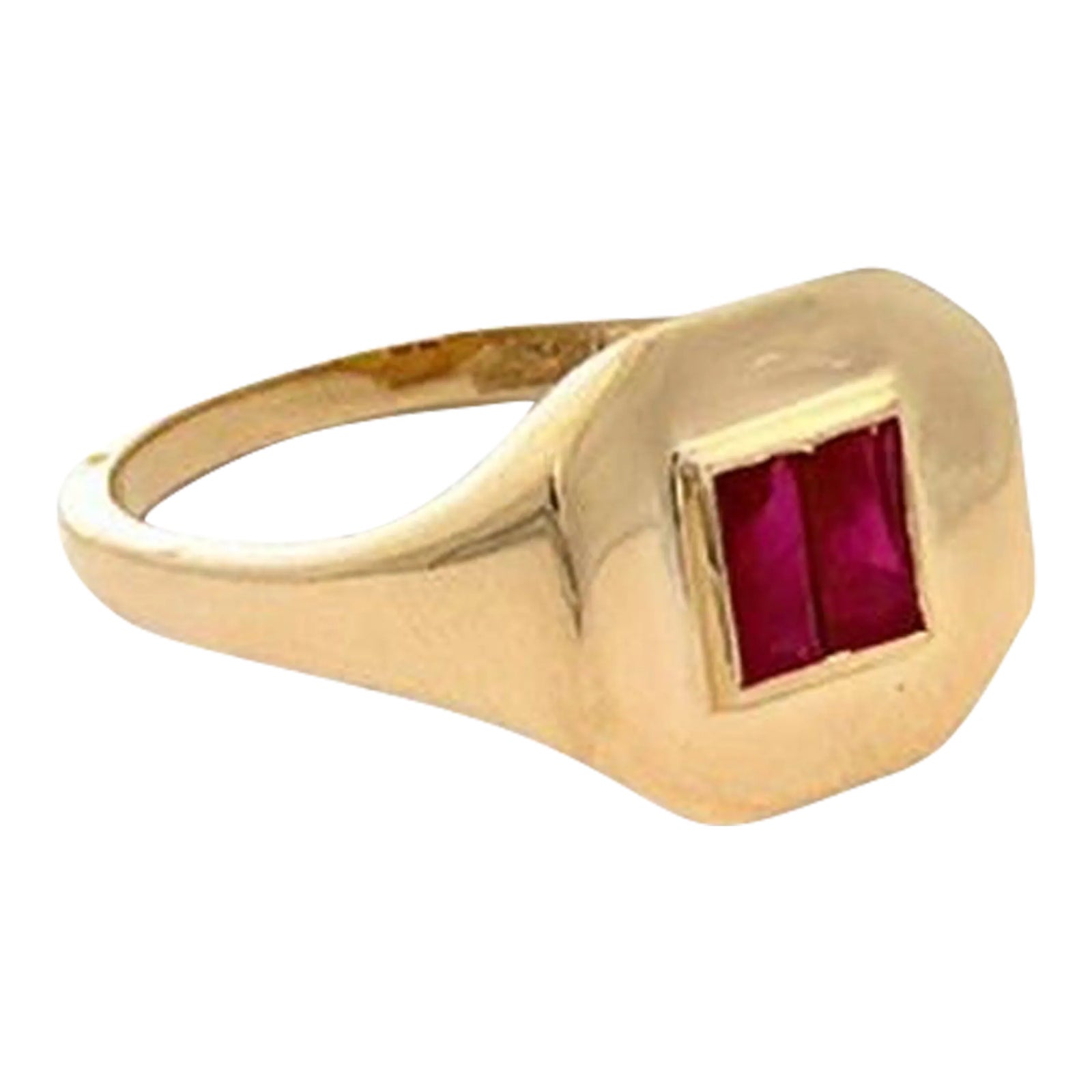 Vr Jewels Unisex Ruby Signet Ring Crafted in 14k Solid Yellow Gold Size ...