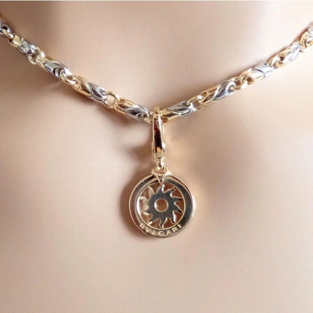 Bulgari Tondo Sun 18k Yellow Gold Sun Pendant 18k SS Chain Necklace Chairish