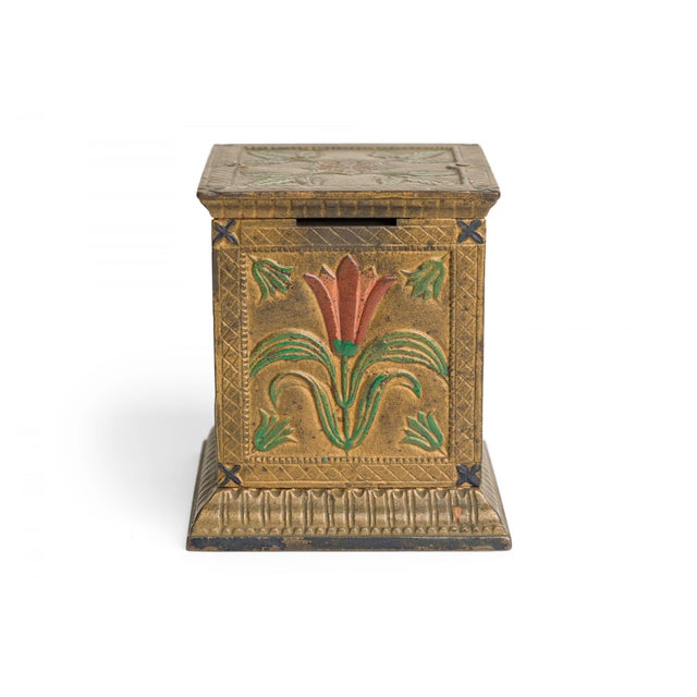 American Country Antique Cast Metal Floral Design Rectangular Coin ...