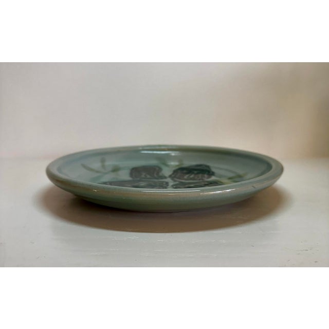 1990s Handmade Faux Oyster Plate Nerikomi Agateware Celadon Crackle ...
