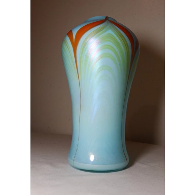 Vintage Hand Blown Baby Blue Pulled Feather Signed Williams Studio ...