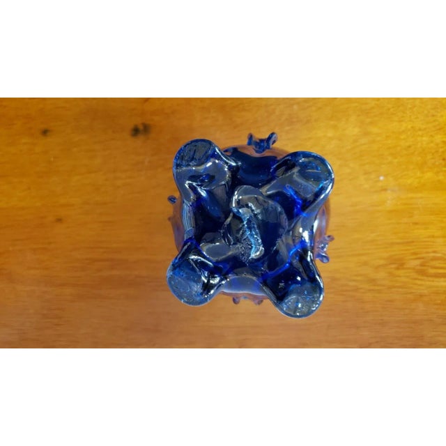 1960s Italian Mid Century Modern Empoli Glass Cobalt Optic Swirl