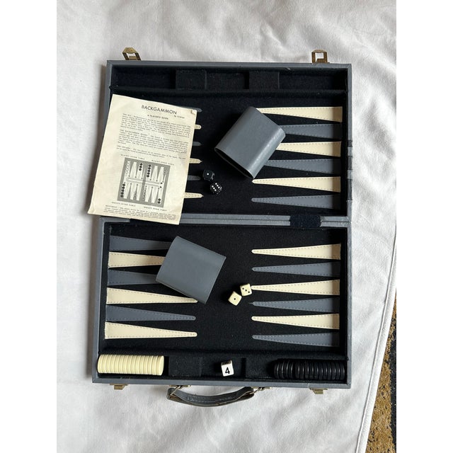 Vintage Cardinal Gray, Black & White Backgammon Game Set | Chairish