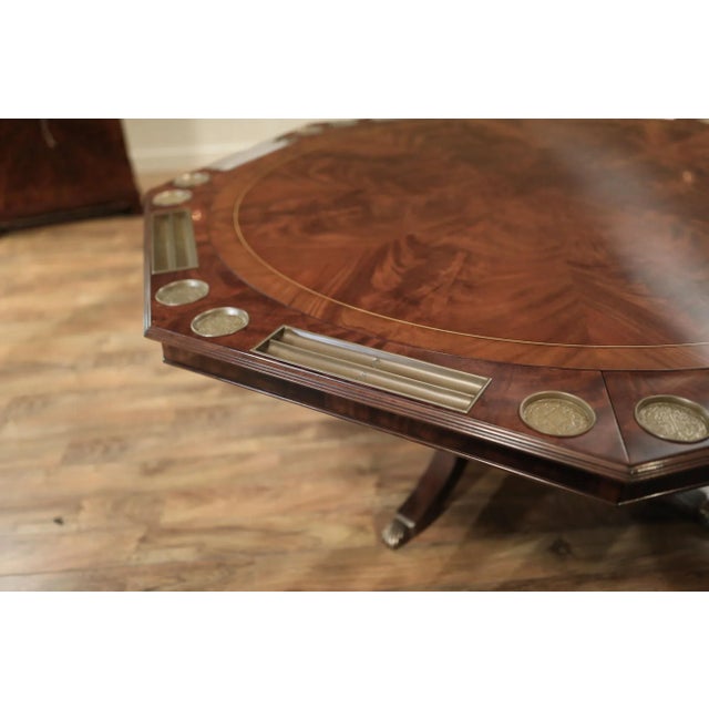 Round Expanding Dark Mahogany Dining & Poker Table with Two Leaf ...