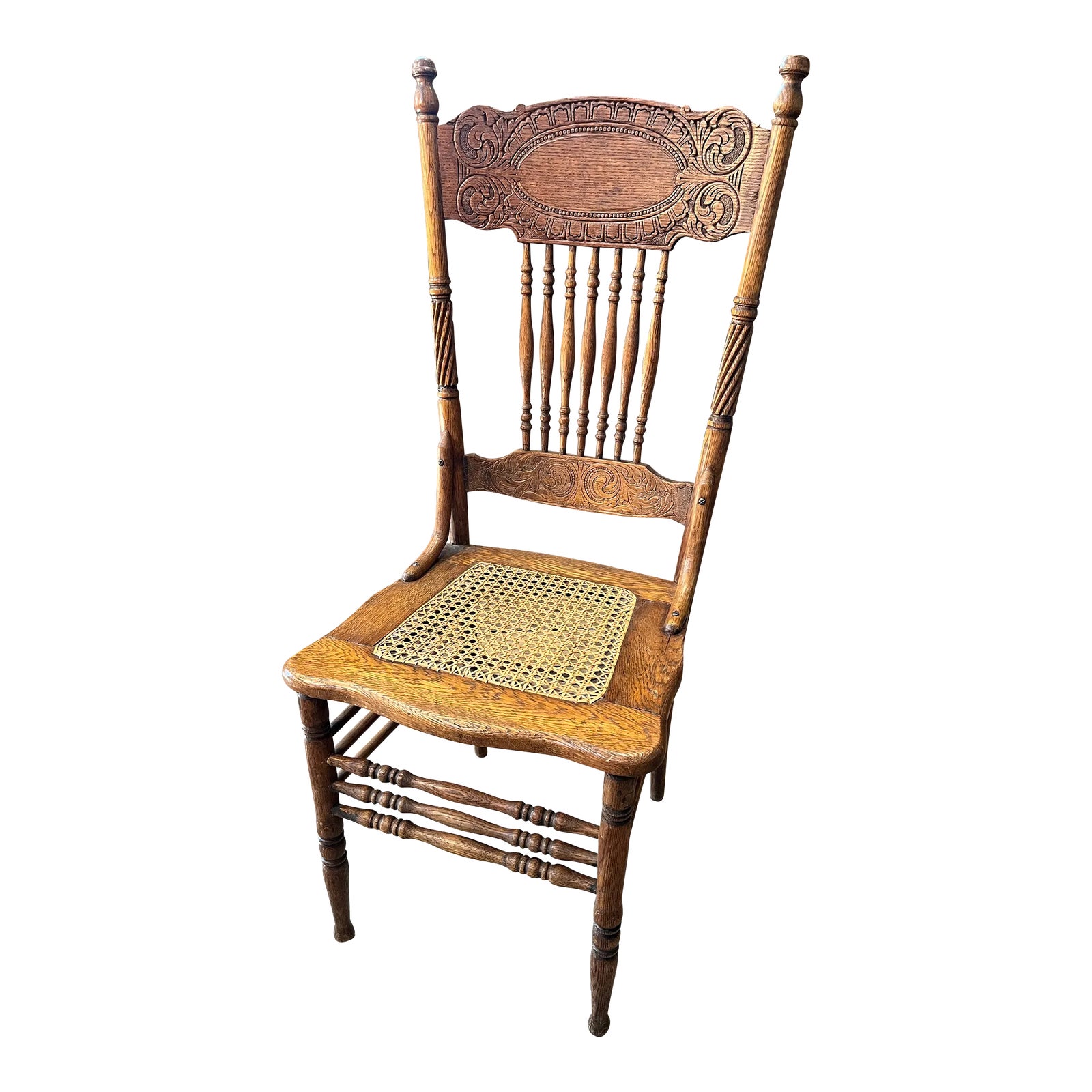 1910s Antique Oak Pressback "Larkin" Side Chair | Chairish