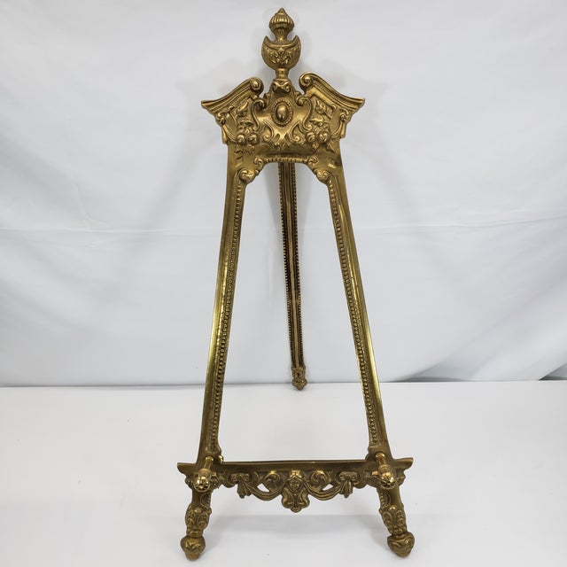 Vintage Gold Brass Table Top Display Easel | Chairish