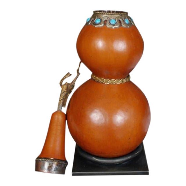 Mid 19th Century Double Gourd Flask on Stand | Chairish