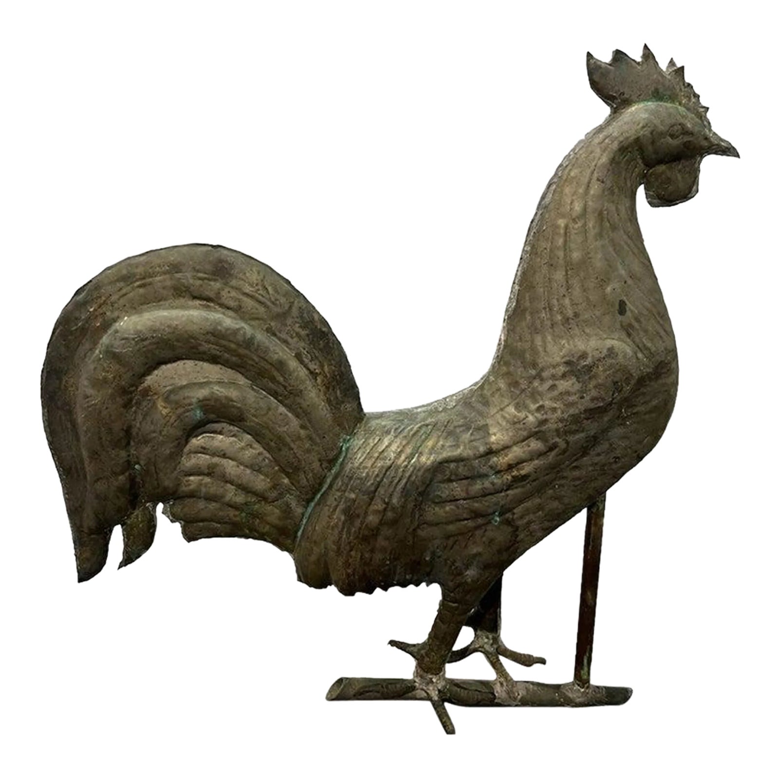 19th Century Original Painted Full Body Rooster Weathervane | Chairish