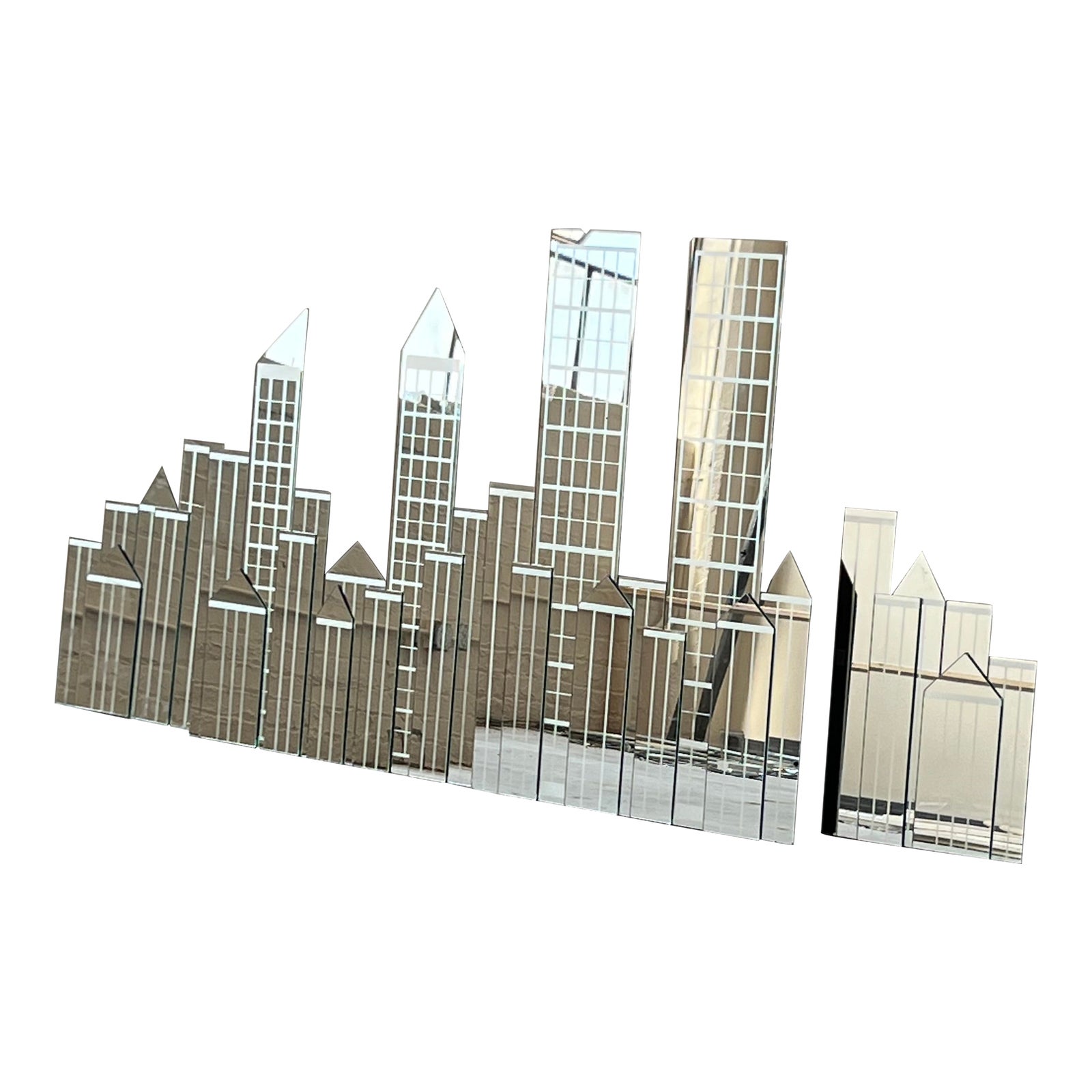 Vintage 1980s New York City Skyline Mirror Panel | Chairish