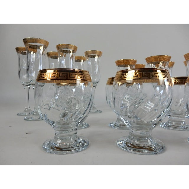 Versace Style Champagne Wine and Rocks Stem Barware Glass Set W/ Gold ...