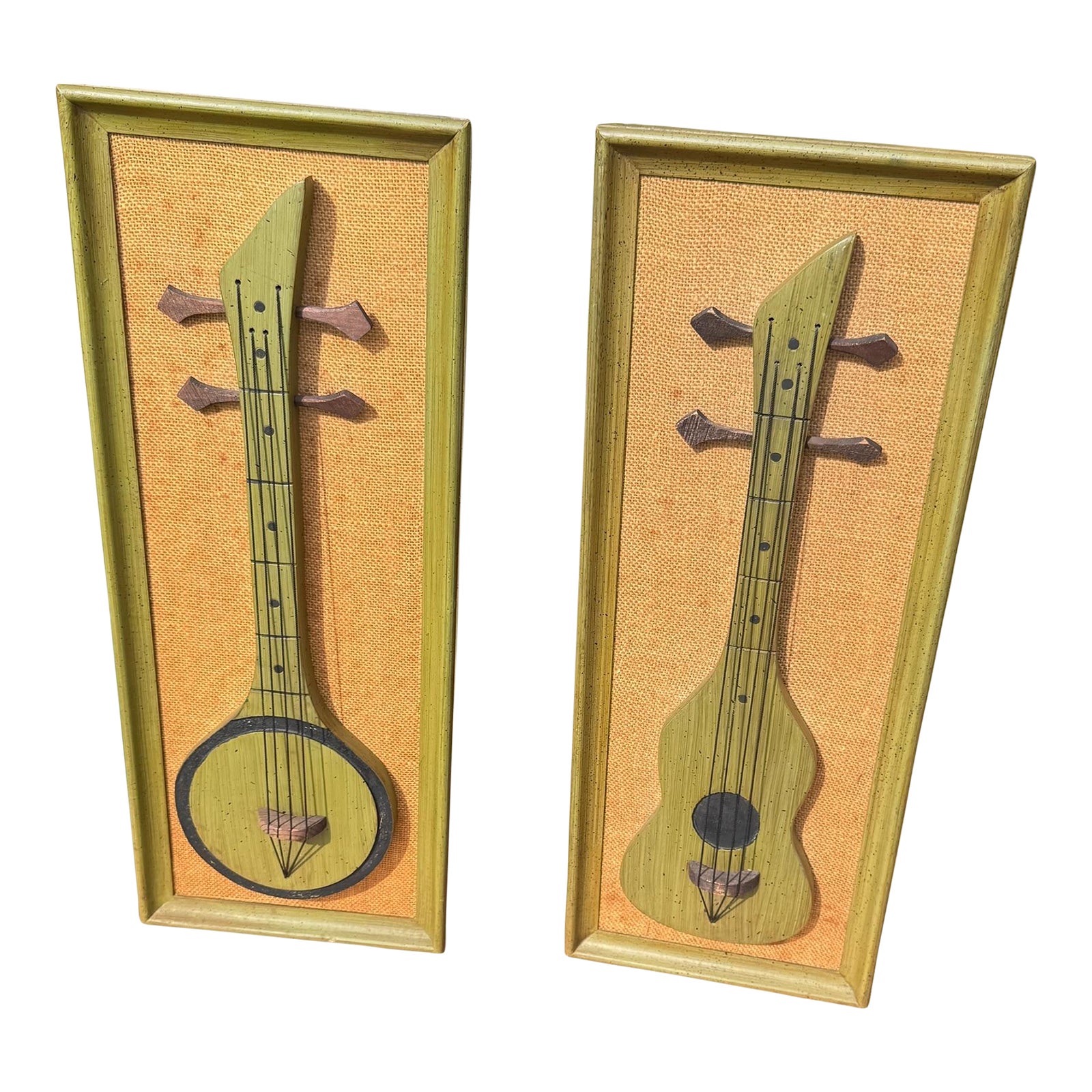 Mid Century Modern Wooden Musical Instrument Wall Decor | Chairish