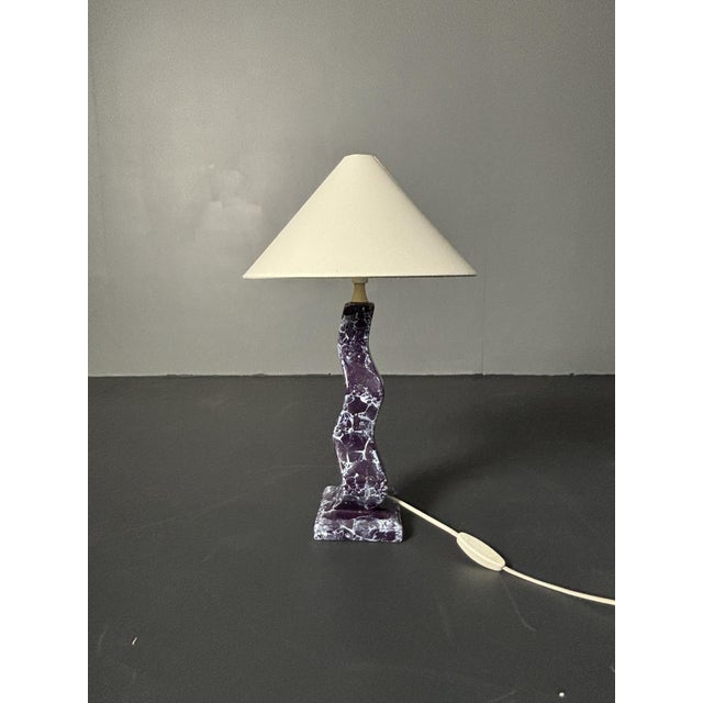 Postmodern French Zig Zag Faux Marble Table Lamp, 1980s | Chairish