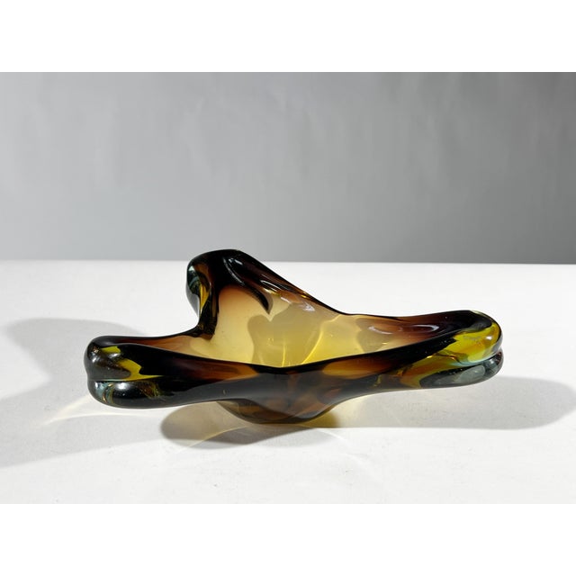 1960s Mid Century Modern Murano Style Amber Glass Tabletop Vessel Dish ...