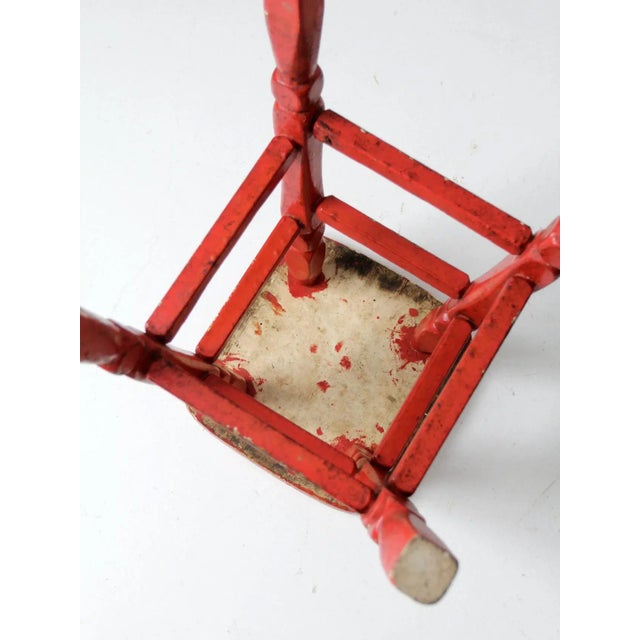 Vintage Red Wooden Stool | Chairish