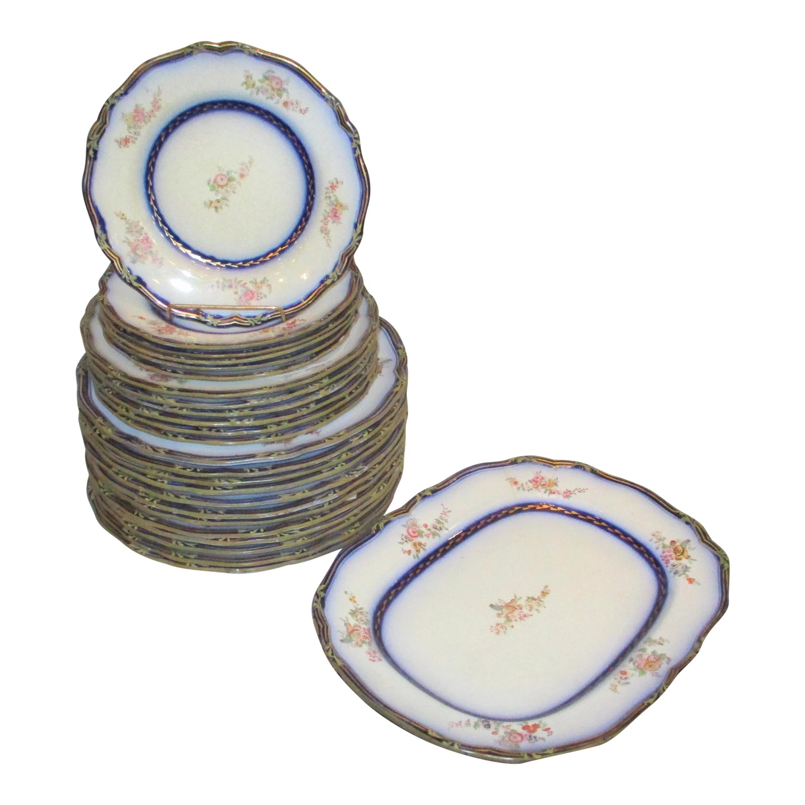 Vintage French Faience Dinnerware - 26 Pieces | Chairish