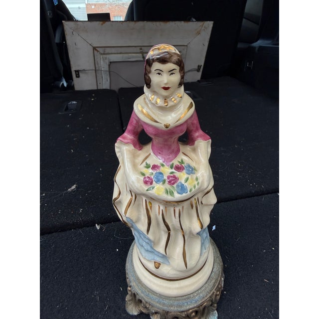 Antique 19th Century Staffordshire Eng. Figurine Scottish Lady on Metal ...