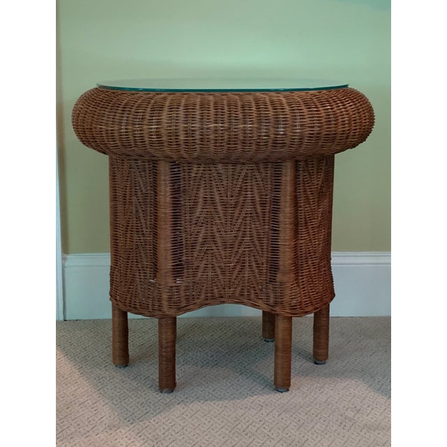 1990s Wicker End Table | Chairish