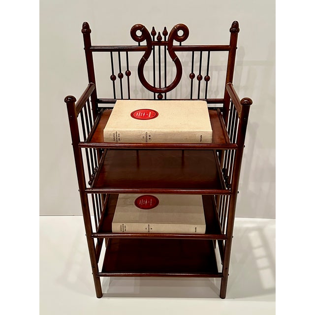 Antique Mahogany Book Shelf With Lyre Motif | Chairish