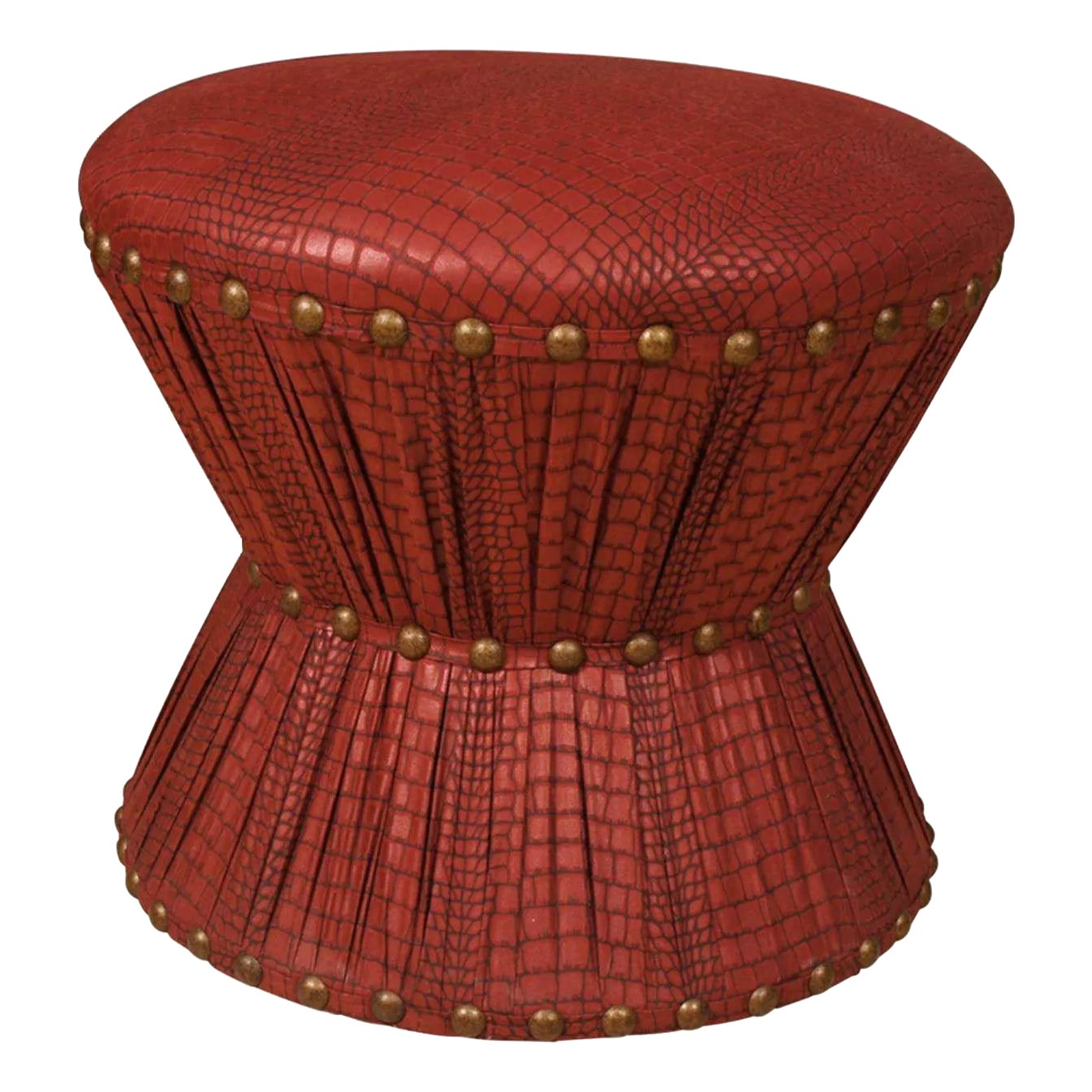 Hourglass Stool With Embossed Printed Cotton Upholstery | Chairish