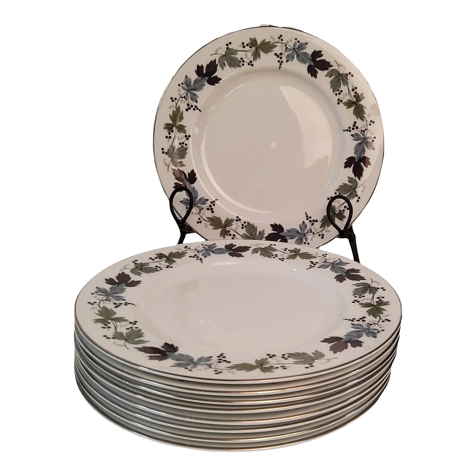 1970s Set of 8 Burgundy Dinner Plates by Royal Doulton | Chairish