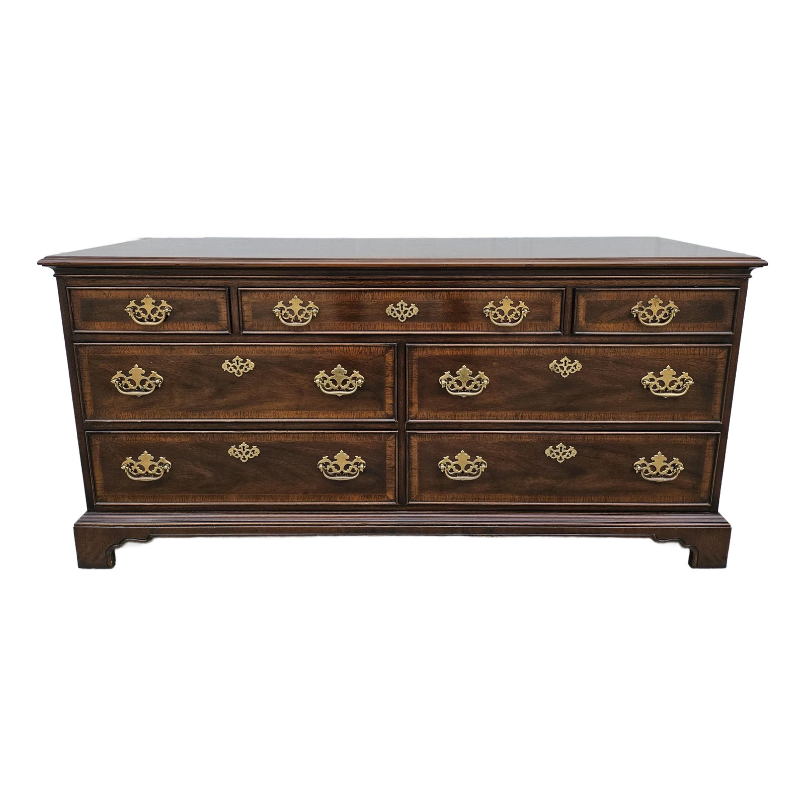 Mahogany Chippendale Seven Drawer Long Dresser - Drexel | Chairish