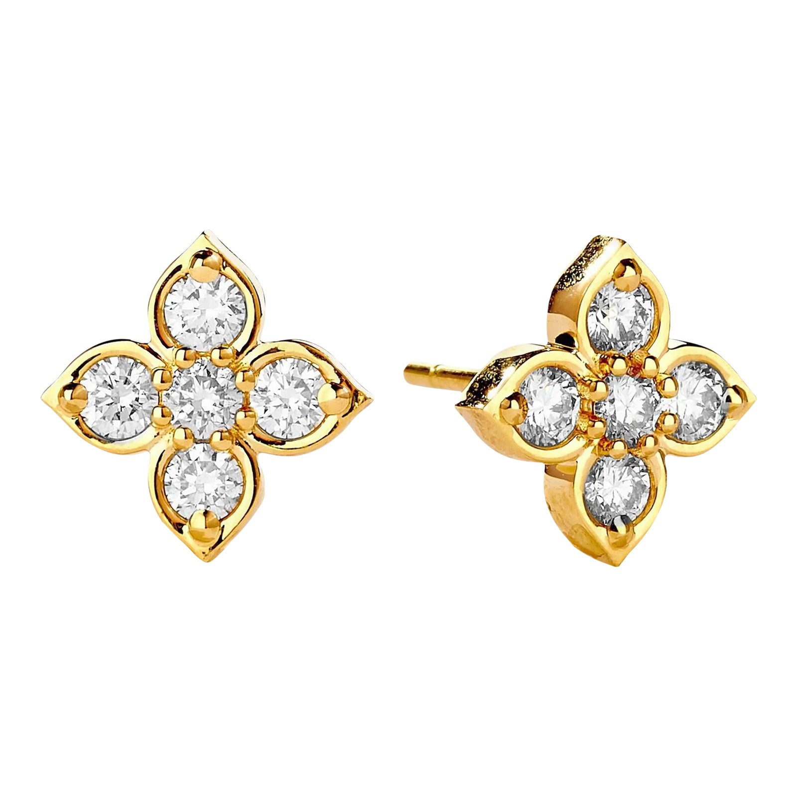 Syna Yellow Gold and Diamond Earrings, a Pair | Chairish
