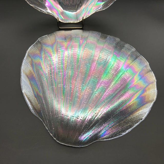 1960s Kamei Craft Japan Carnival Iridescent Glass Shell Plates - a Pair ...