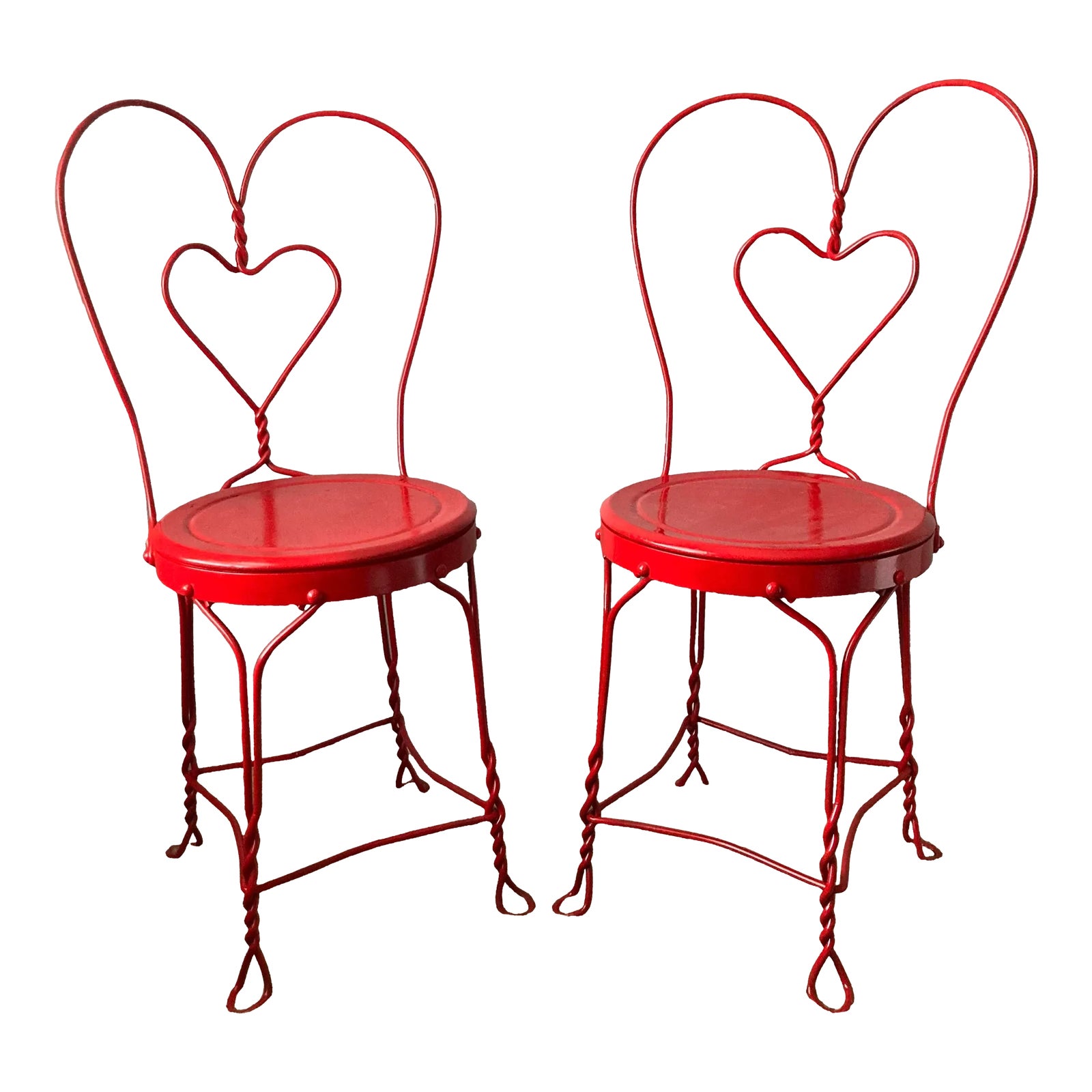 1960s Red Heart Ice Cream Parlor Chairs- a Pair | Chairish