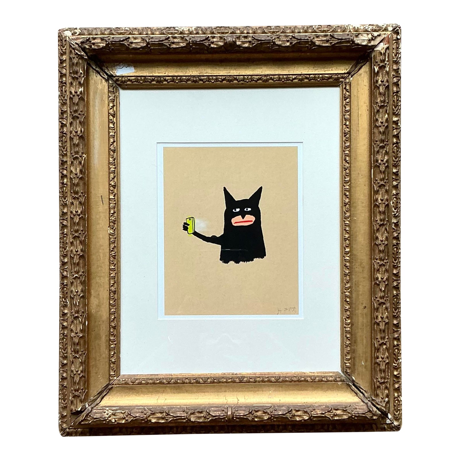 Vintage Boho Signed Batman Selfie Print on Paper | Chairish