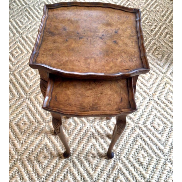 Early 20th Century Pair of Antique Nesting Tables in Burled Walnut on ...
