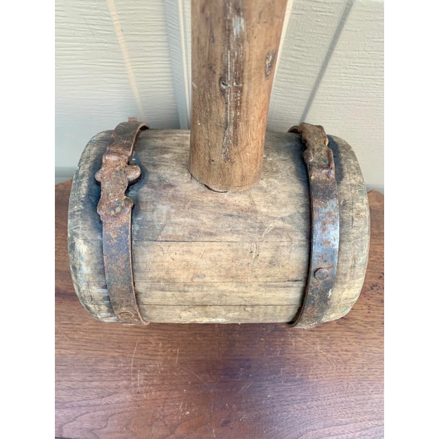 Antique Monumental Hand Made Wooden and Wrought Iron Carpenter's Mallet ...