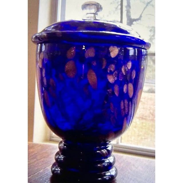 Mid-Twentieth Century Murano Art Glass Covered Compote With Inlaid Gold ...