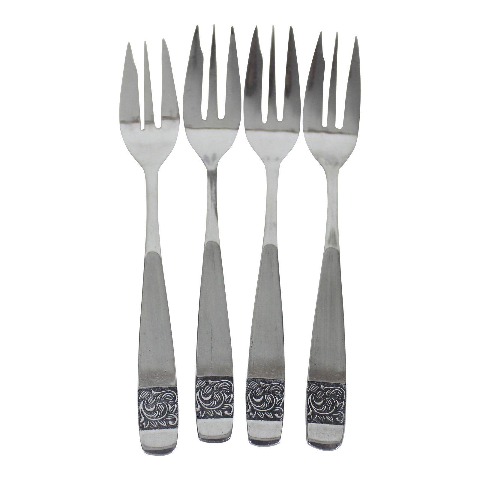 Vintage Set of 4 Mid Century Stainless Steel Pastry Forks Dessert or ...