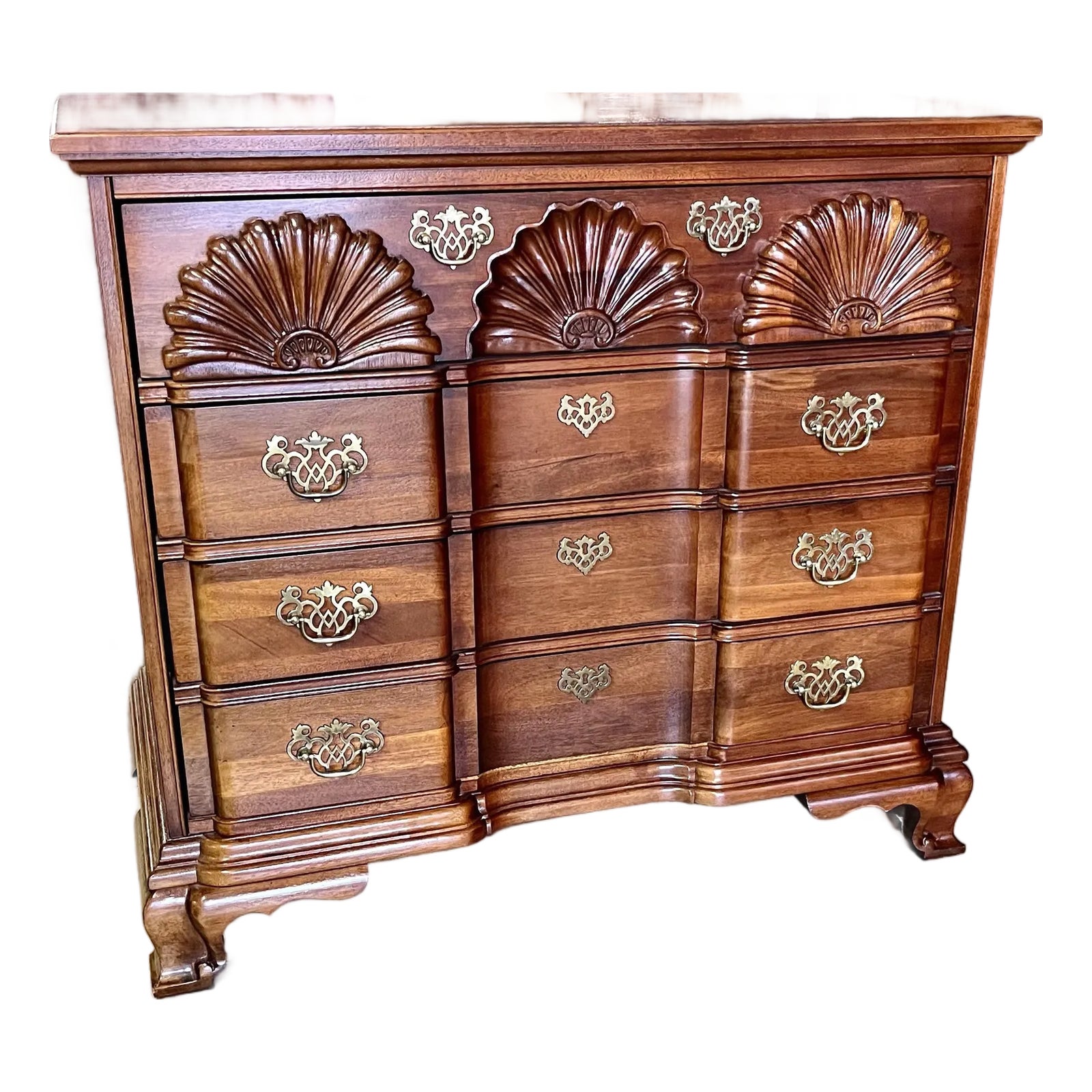 Late 20th Century Stoneleigh Shell Carved Block Front Chest | Chairish